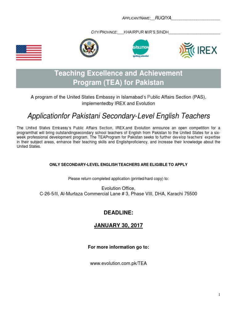 Teaching Excellence and Achievement Program (TEA) For Pakistan | PDF ...