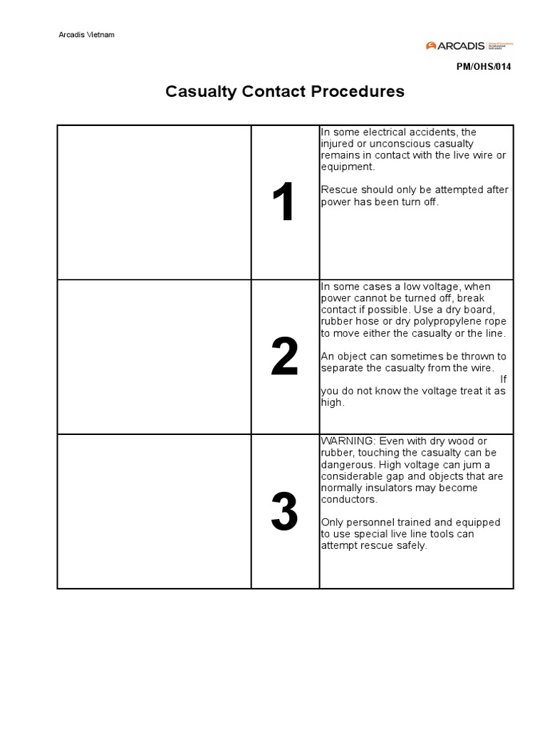 PM-OHS-014 Casualty Contact Procedures | PDF