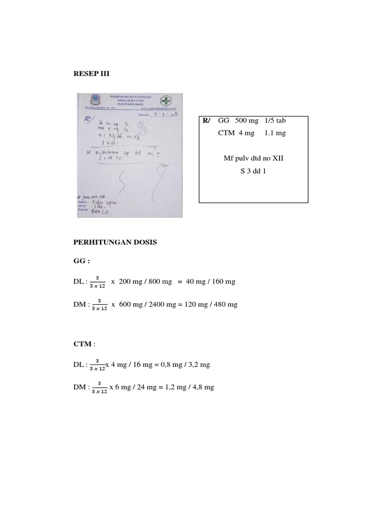 Resep Iii: CTM 4 MG 1.1 MG | PDF