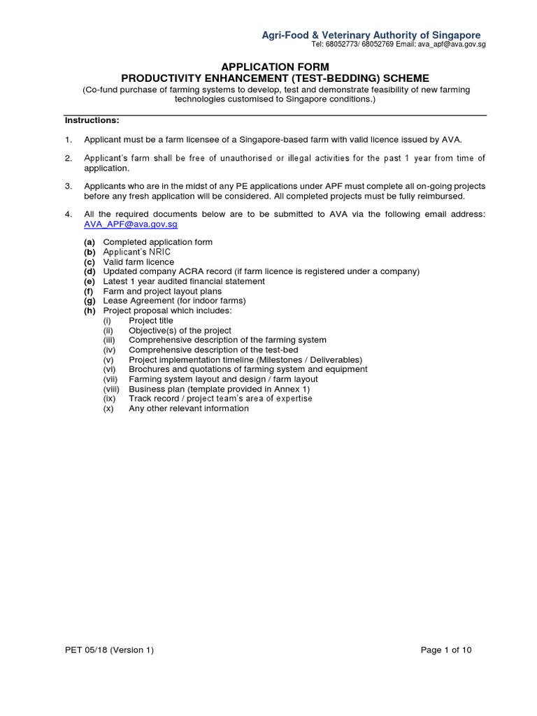Productivity Enhancement Scheme Application | PDF | Business | Economies