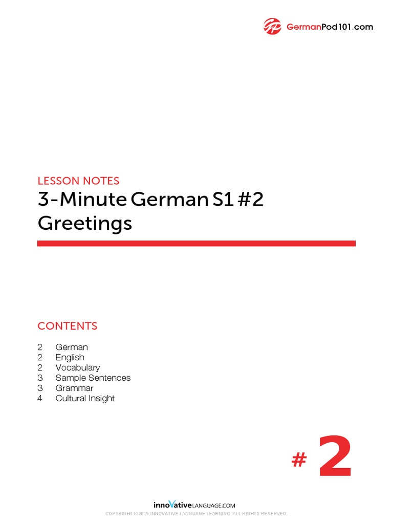 3-Minute German S1 #2 Greetings: Lesson Notes | PDF | English Language ...
