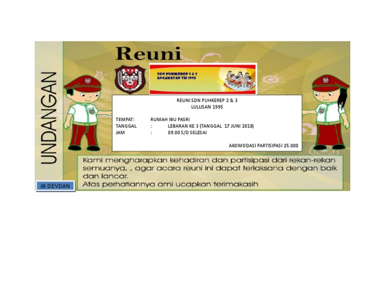 Contoh Undangan Reuni SD Gaul | PDF