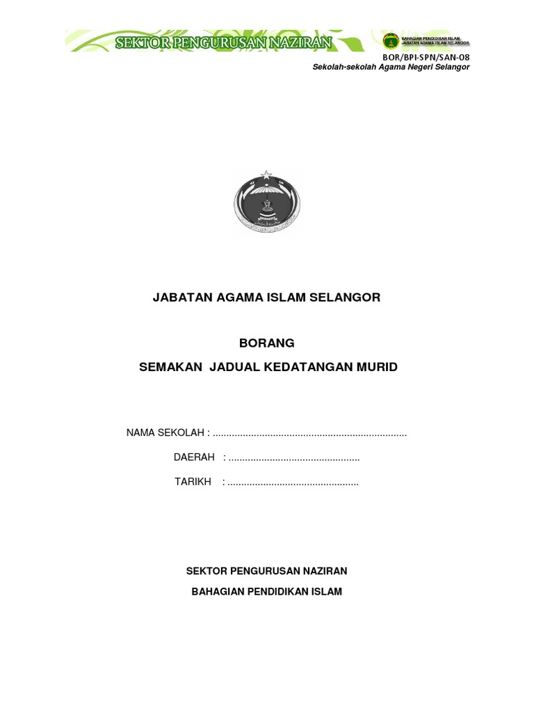 Jadual Kedatangan Murid | PDF