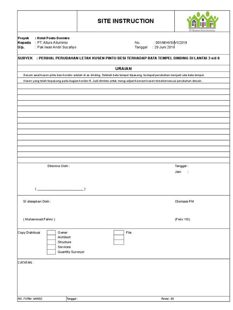 FML 32 - Site Instruction | PDF