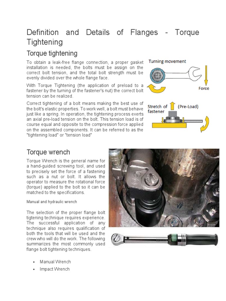 Definition and Details of Flanges Torque Tightening | PDF | Screw | Nut ...