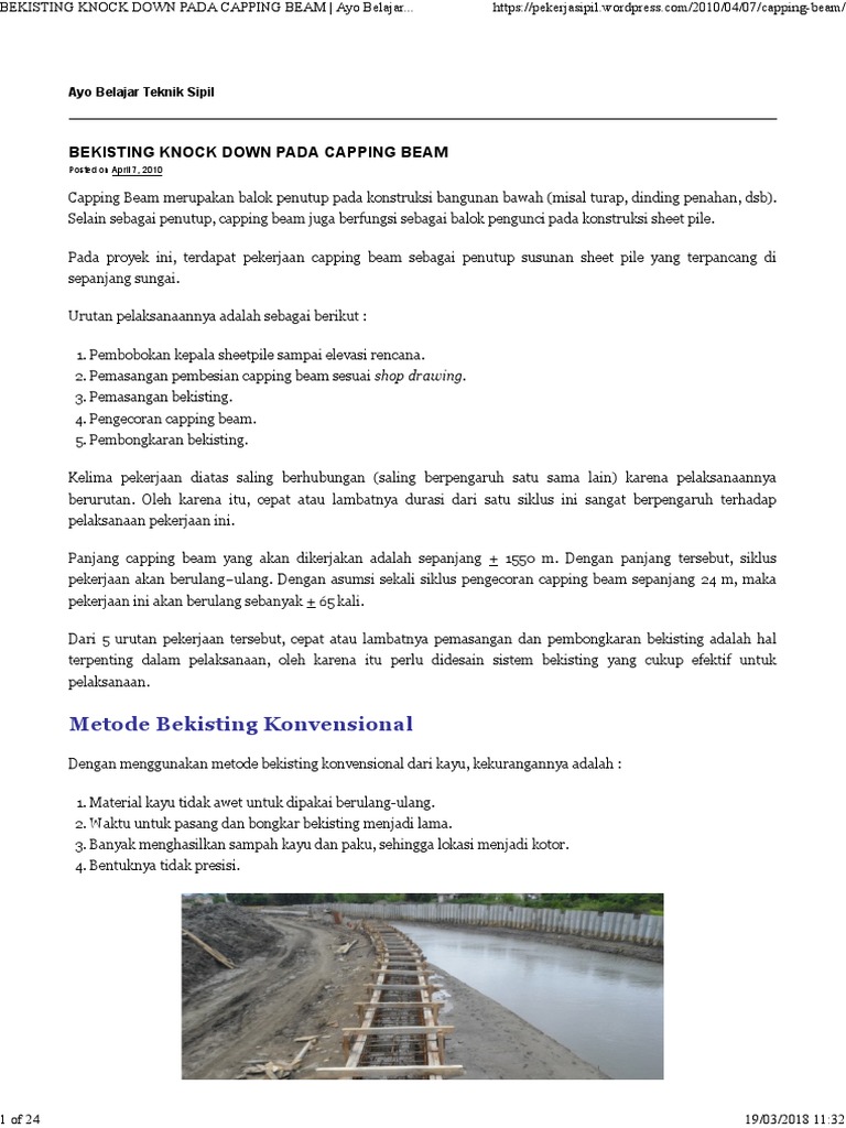 Bekisting Knock Down Pada Capping Beam | PDF | Teknologi & Rekayasa