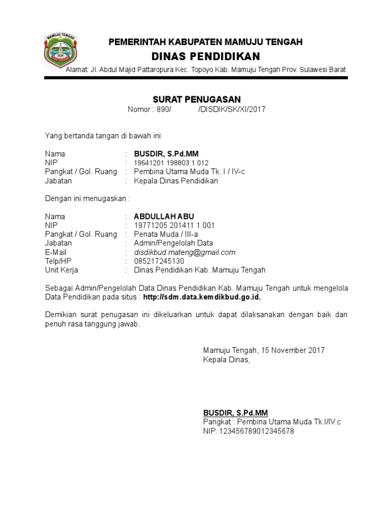 Contoh SK Penugasan Dapodik | PDF