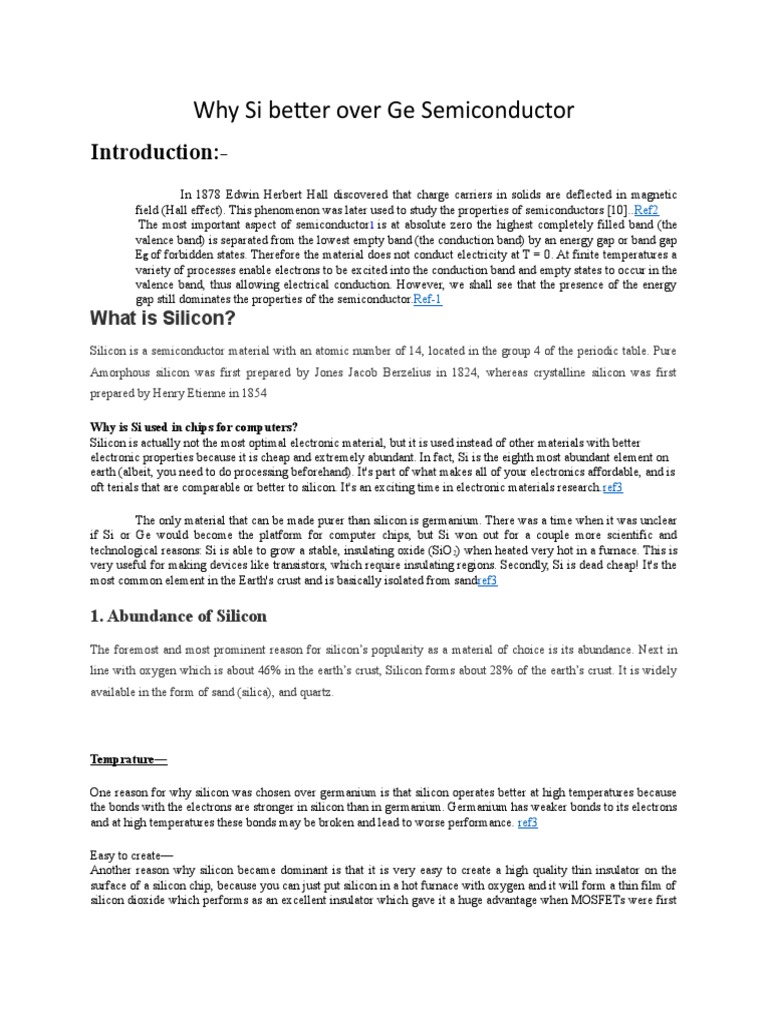 Why Si Better Over Ge Semiconductor Pdf Silicon Semiconductors