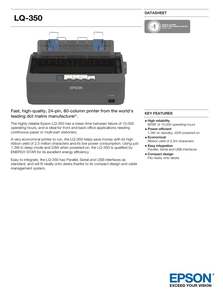 LQ 350 Datasheet | Printer (Computing) | Office Equipment