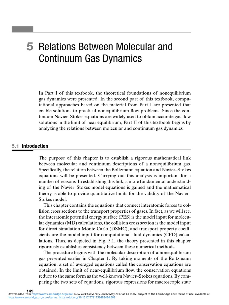 Relations Between Molecular and Continuum Gas Dynamics | PDF | Gases | Fluid Dynamics