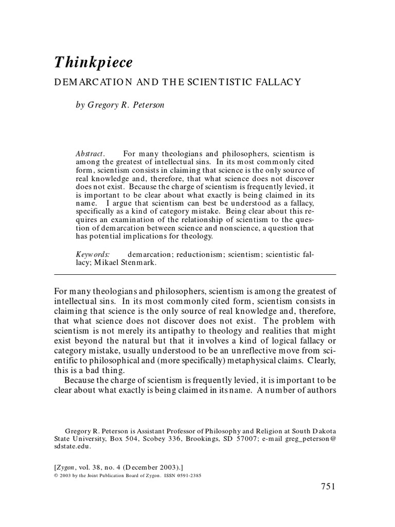 Demarcation and The Scientific Fallacy | PDF | Falsifiability ...