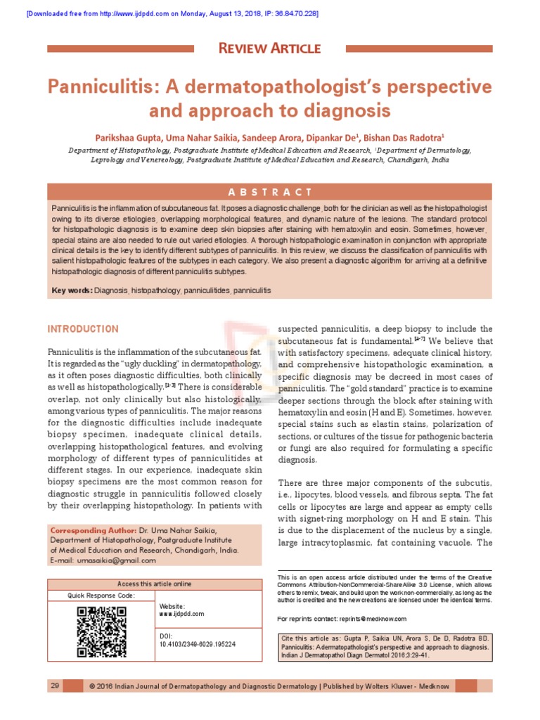 Panniculitis: A Dermatopathologist's Perspective and Approach To ...