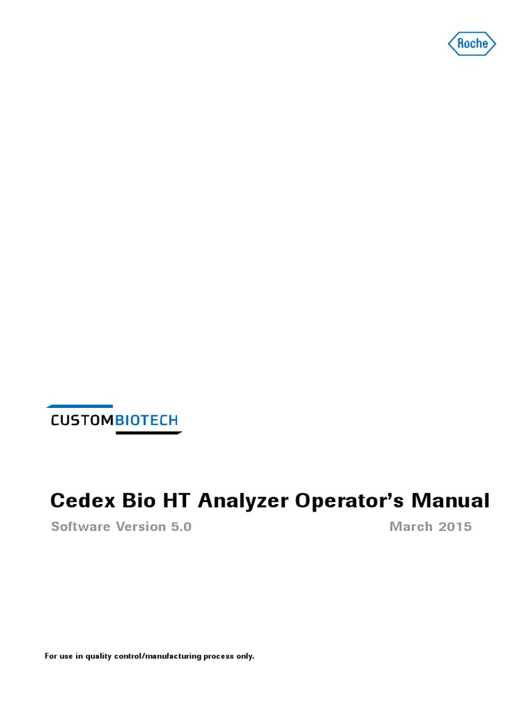 Cedex Bio HT Analyzer Operator's Manual | PDF | Calibration | Menu ...