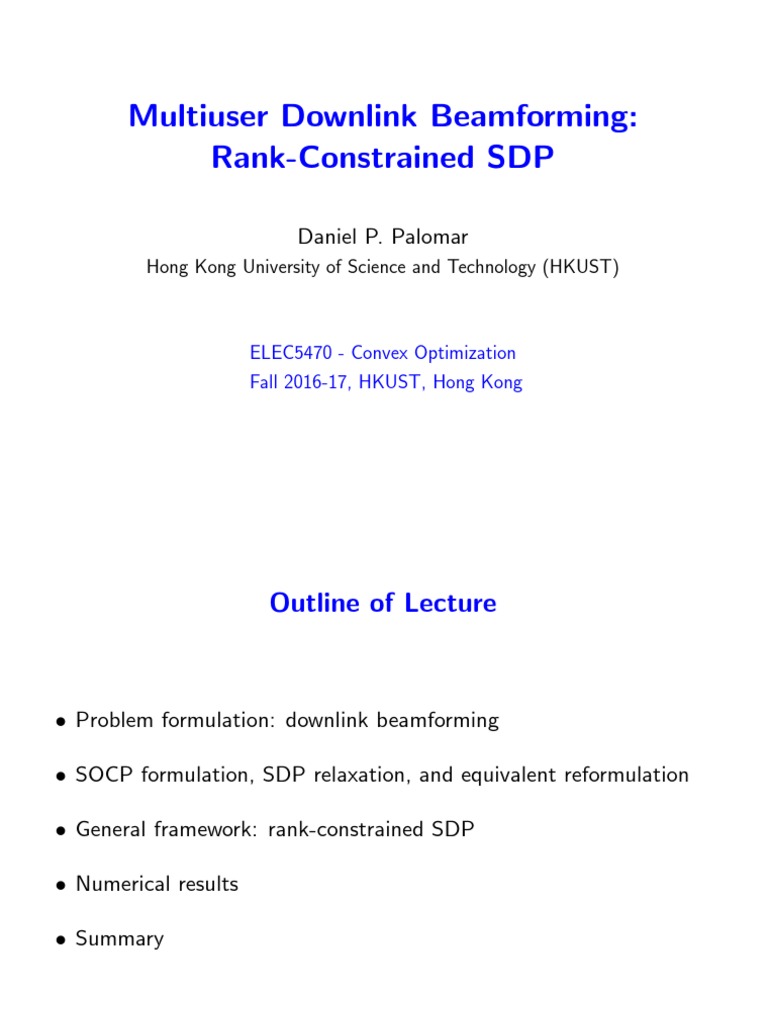 Slides Downlink BF | PDF | Mathematical Optimization | Mathematical Analysis