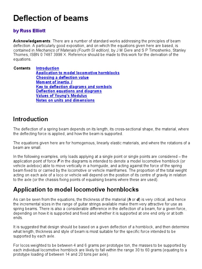 Deflection of Beams | PDF | Beam (Structure) | Rotation Around A Fixed Axis