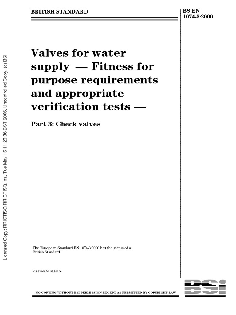 En 1074-3 Valves For Water Supply-1 | PDF | Intellectual Works | Social ...