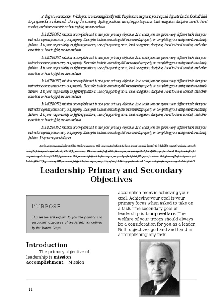 MCJROTC leadership objectives | PDF | Sergeant | Platoon