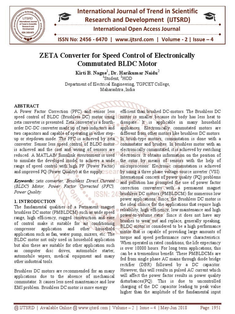 ZETA Converter For Speed Control of Electronically Commutated BLDC ...