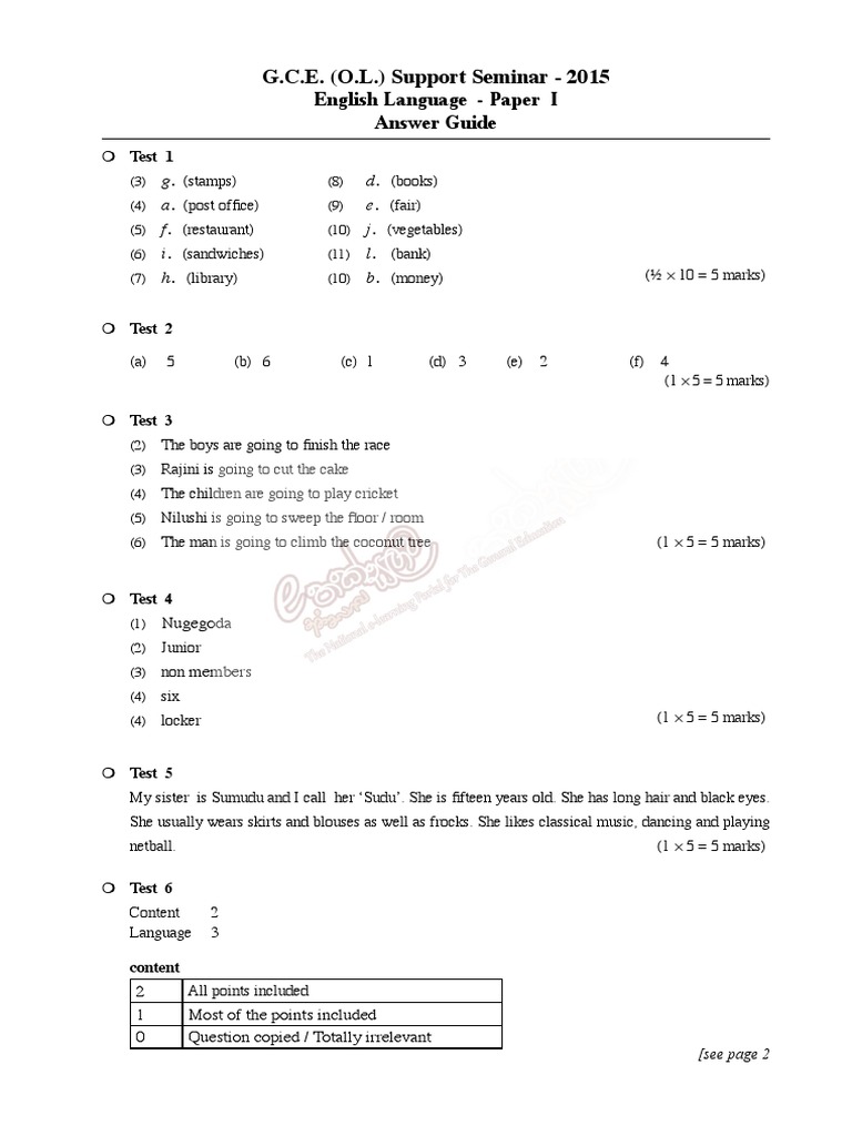 English Paper I II Answer Guide PDF | PDF | Vocabulary | Question