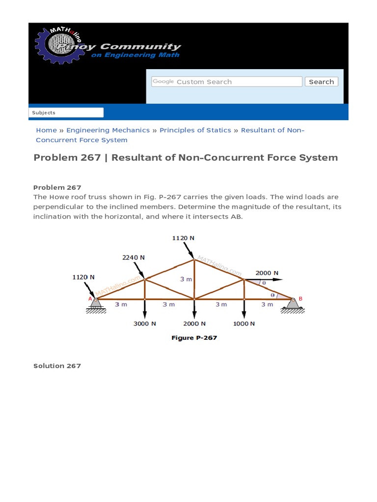 problem-267-resultant-non-concurrent-force-system.pdf | Force | Mechanical Engineering