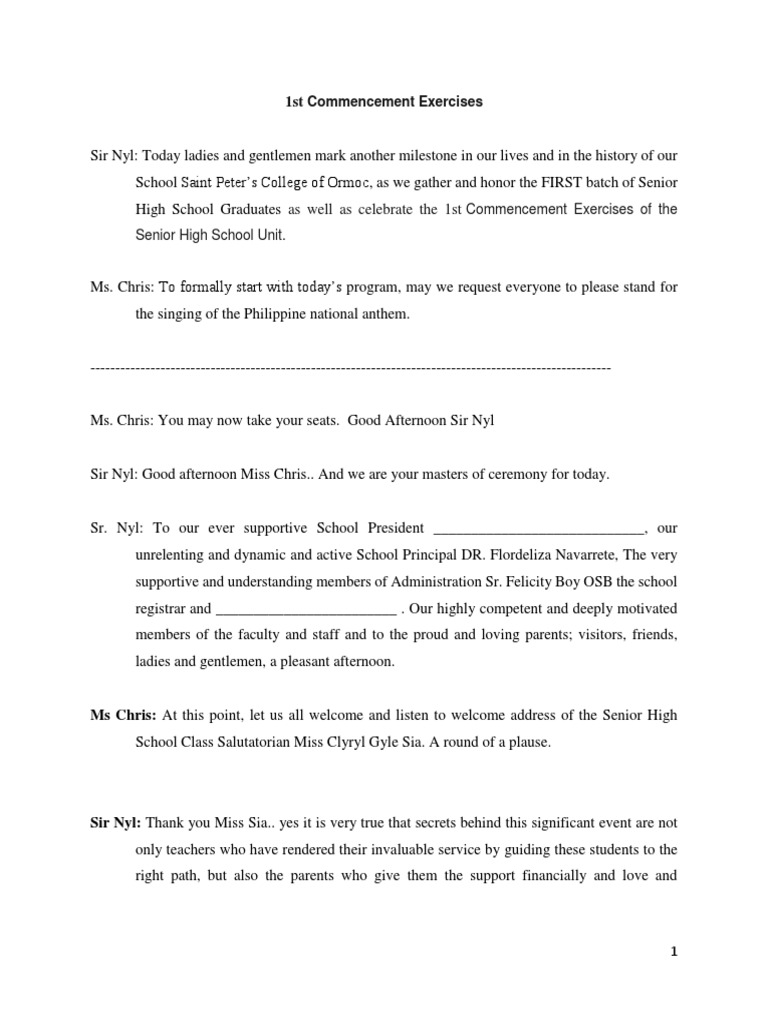 Graduation Program Script | PDF | Behavior Modification | Academia