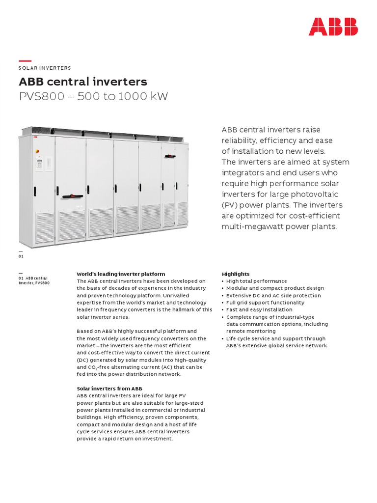 PVS800 Central Inverters Flyer 3AUA0000057380 RevN en Lowres | Download ...