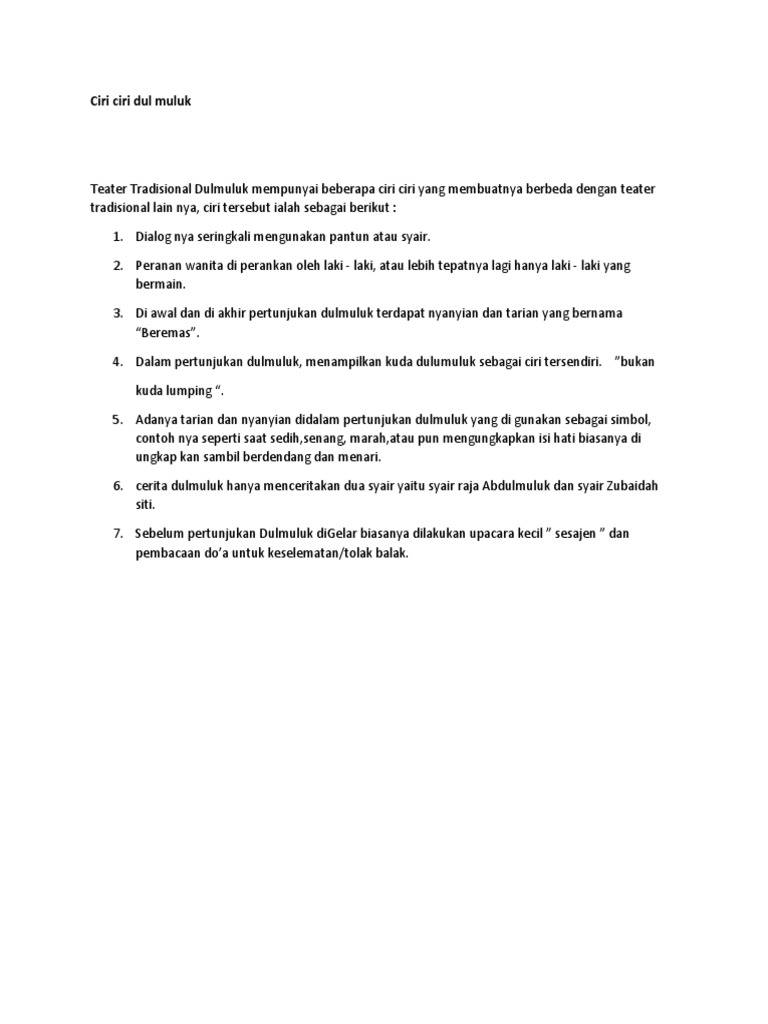 Ciri Ciri Dul Muluk | PDF