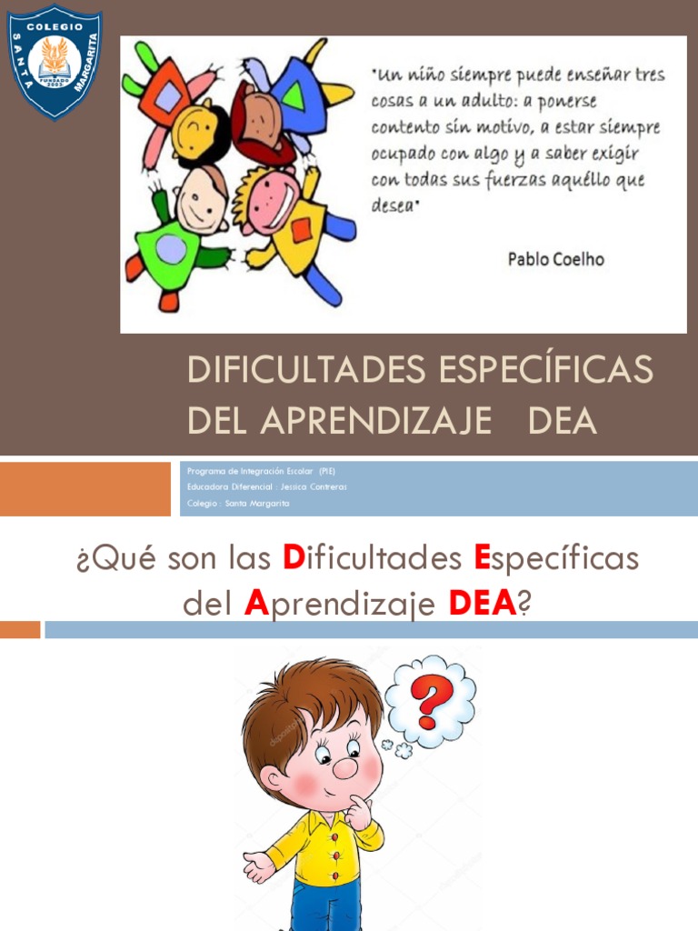Dificultades específicas de aprendizaje DEA.pptx | Lectura (proceso) | Aprendizaje