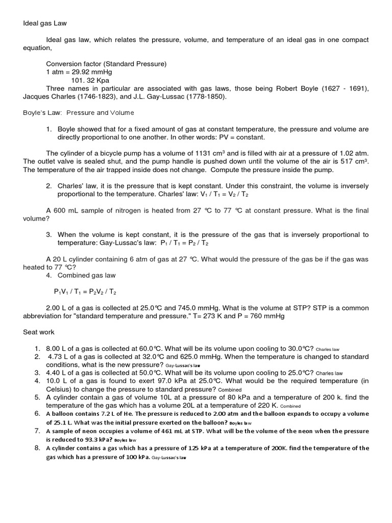 Understanding the Fundamental Gas Laws: Boyle's Law, Charles' Law, Gay ...