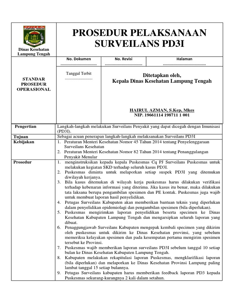 SOP Surveilans PD3I Print | PDF