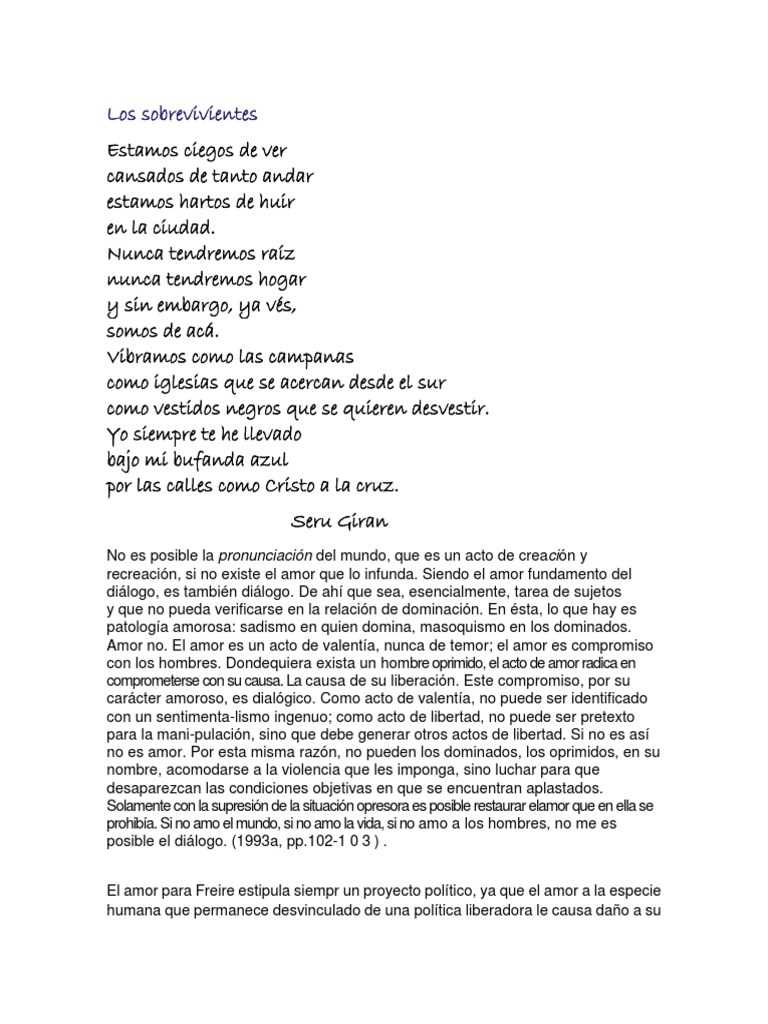 Los Sobrevivientes | PDF | Comillas | Amor