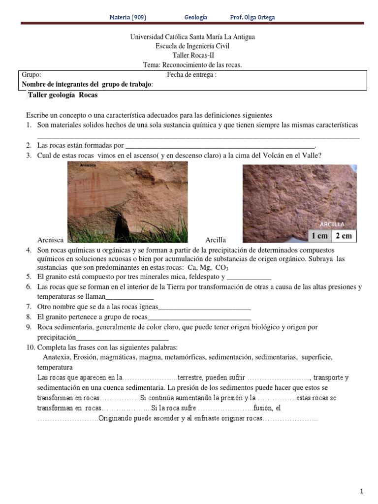 Taller de Reconocimiento de Rocas | PDF | Granito | Roca (geología)