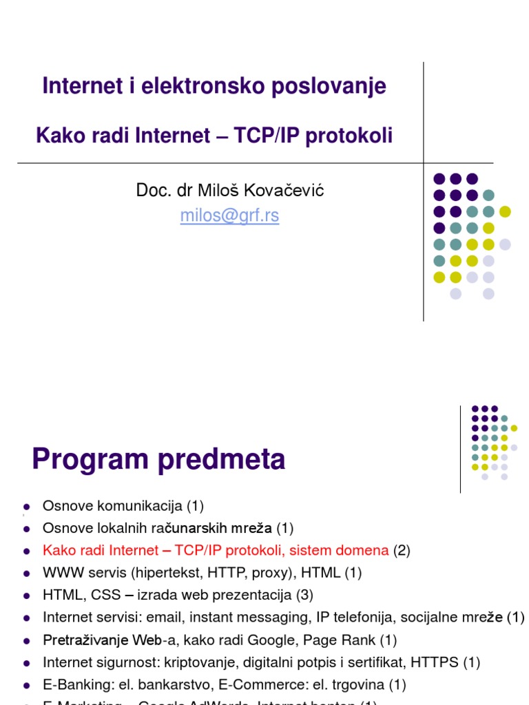 Internet I Elektronsko Poslovanje: Kako Radi Internet - TCP/IP ...