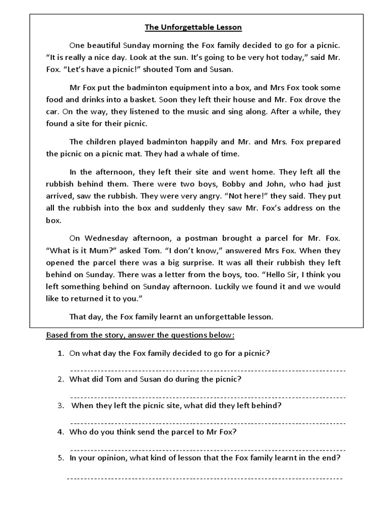 Comprehension Activity (Beginner) | PDF