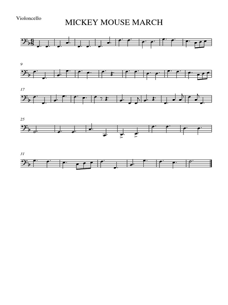 Mickey Mouse March: Violoncello | PDF