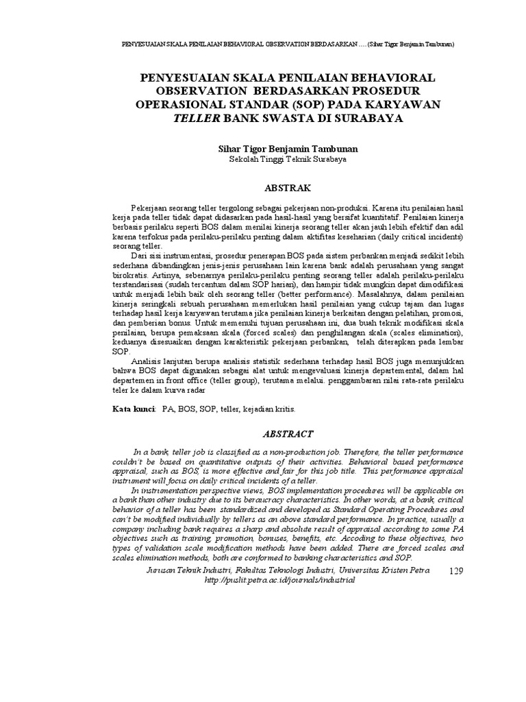 Contoh Penilaian BARS, MSDM PDF | PDF
