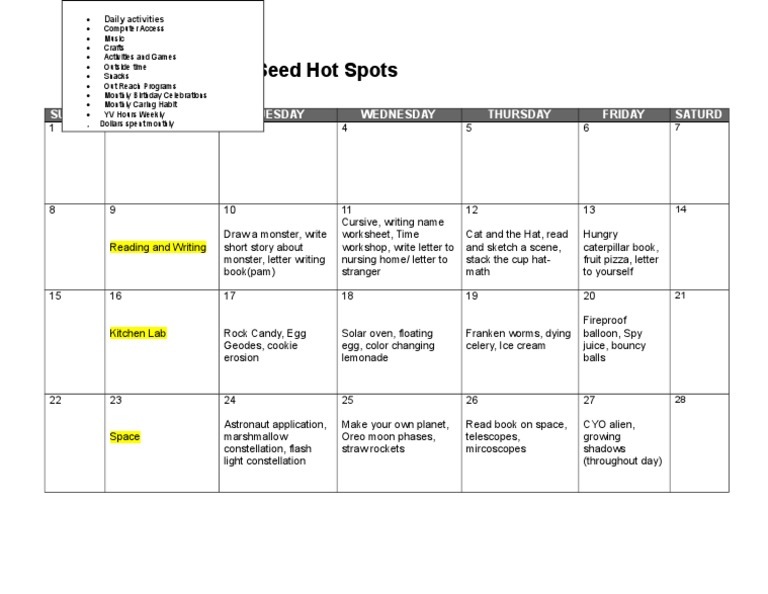Hotspot July 2018 Calendar | PDF | Nature