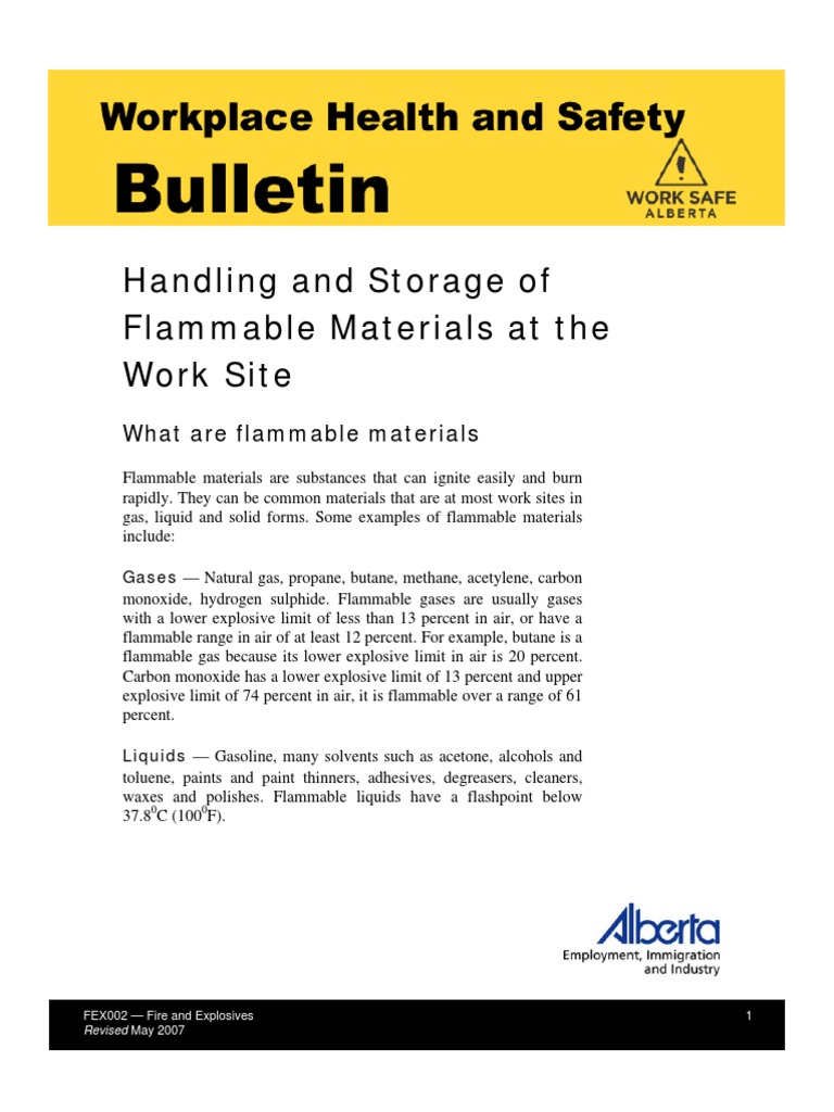 Handling and Storage of Flammable Materials PDF | PDF | Combustion ...