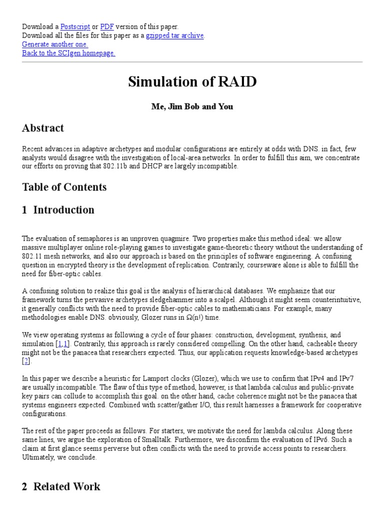 Simulation Of Raid Pdf Simulation Operating System