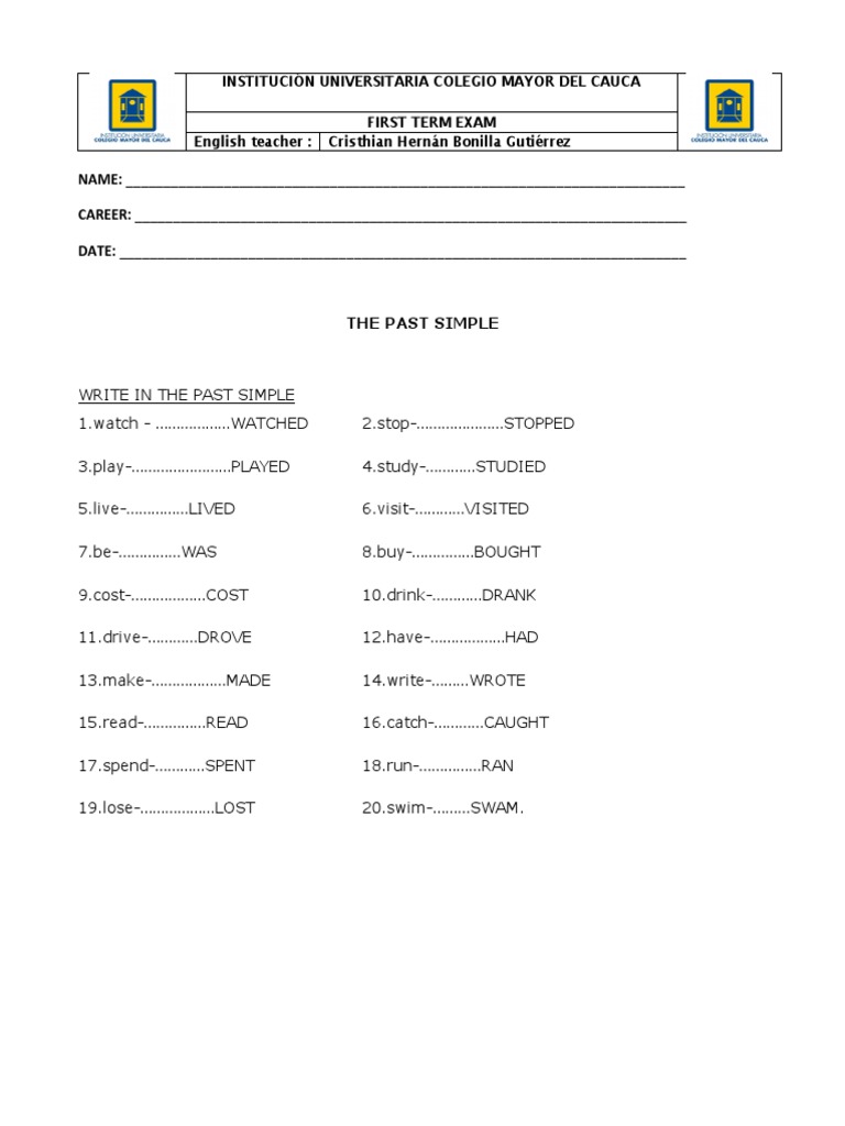 Past Simple Workshop | PDF