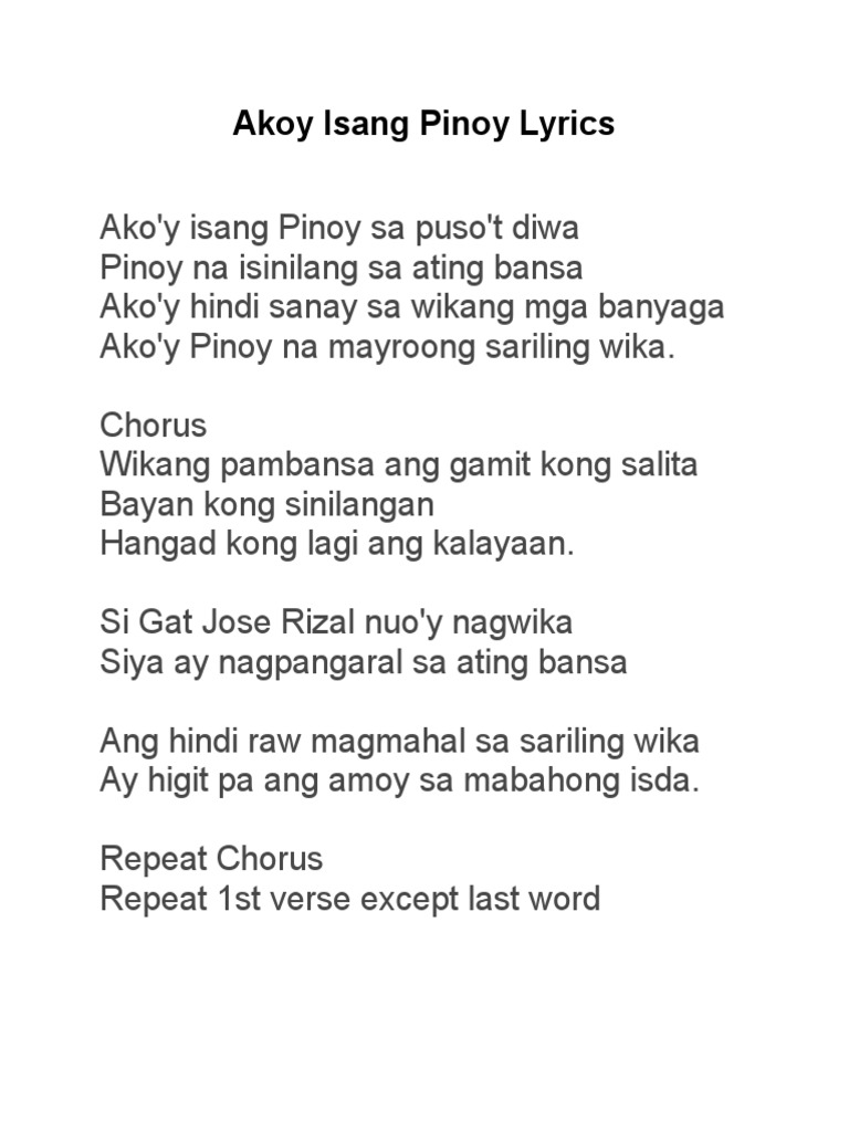 Akoy Isang Pinoy Lyrics | PDF
