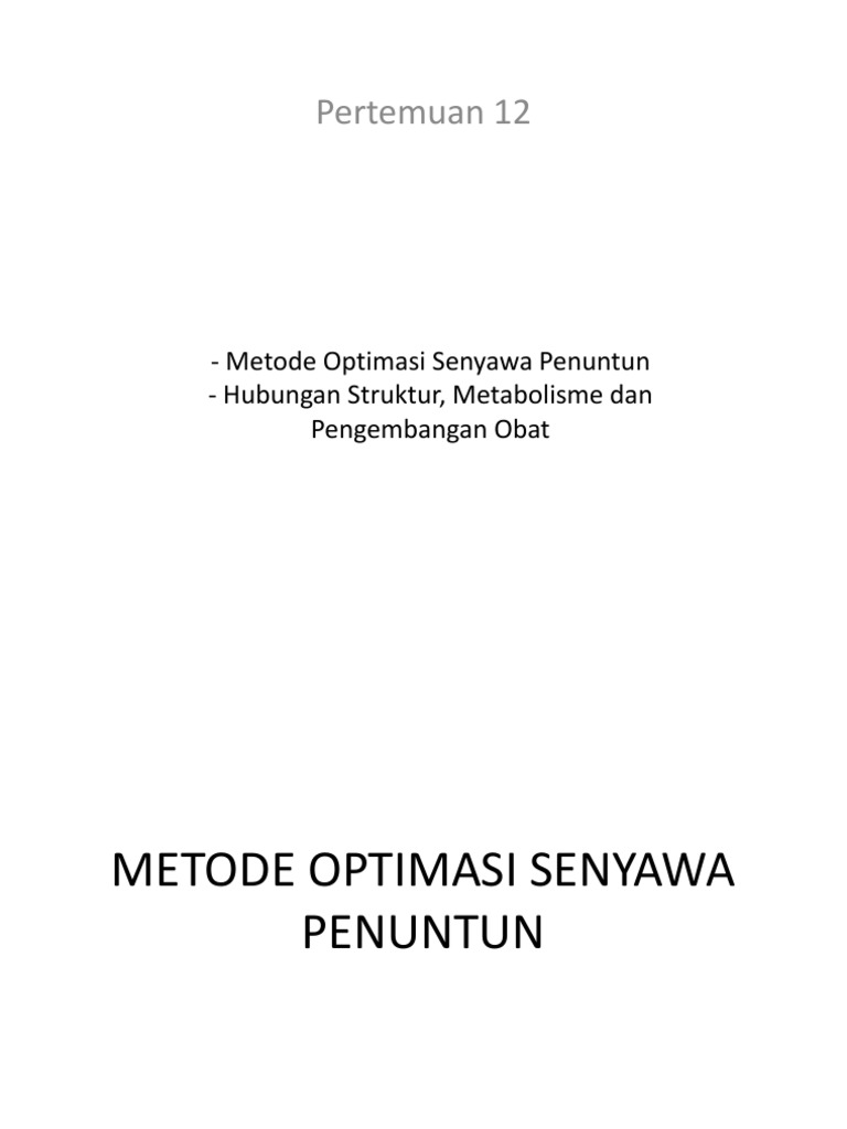 Metode Optimasi Senyawa Penuntun | PDF