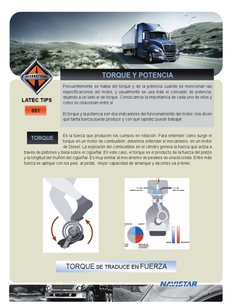 TIPS001 - Torque y Potencia PDF | PDF | Esfuerzo de torsión | Pistón