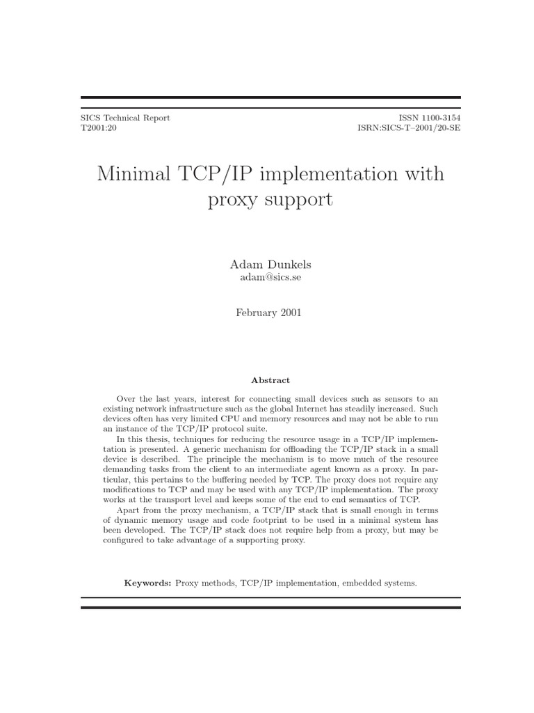 lwIP With Proxy PDF | PDF | Transmission Control Protocol | Internet Protocol Suite