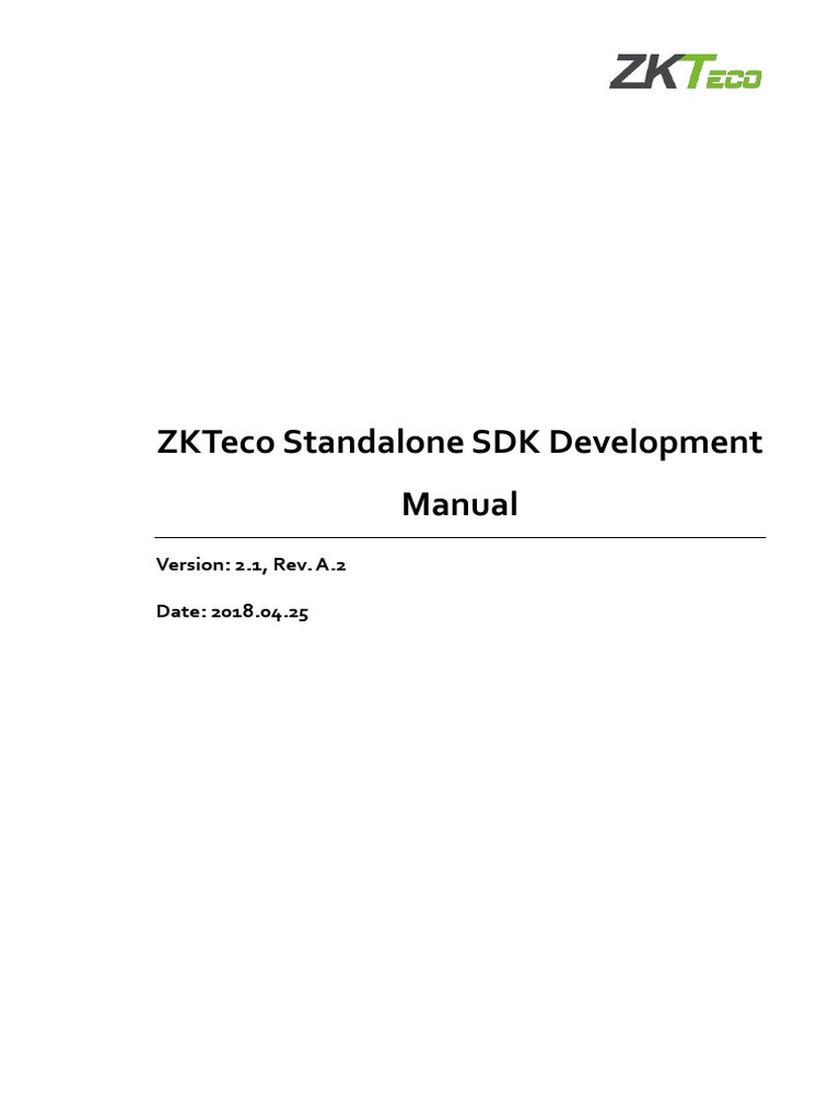 ZKTeco Standalone SDK Development Manual V2.1 A.2-En | PDF | Online And ...