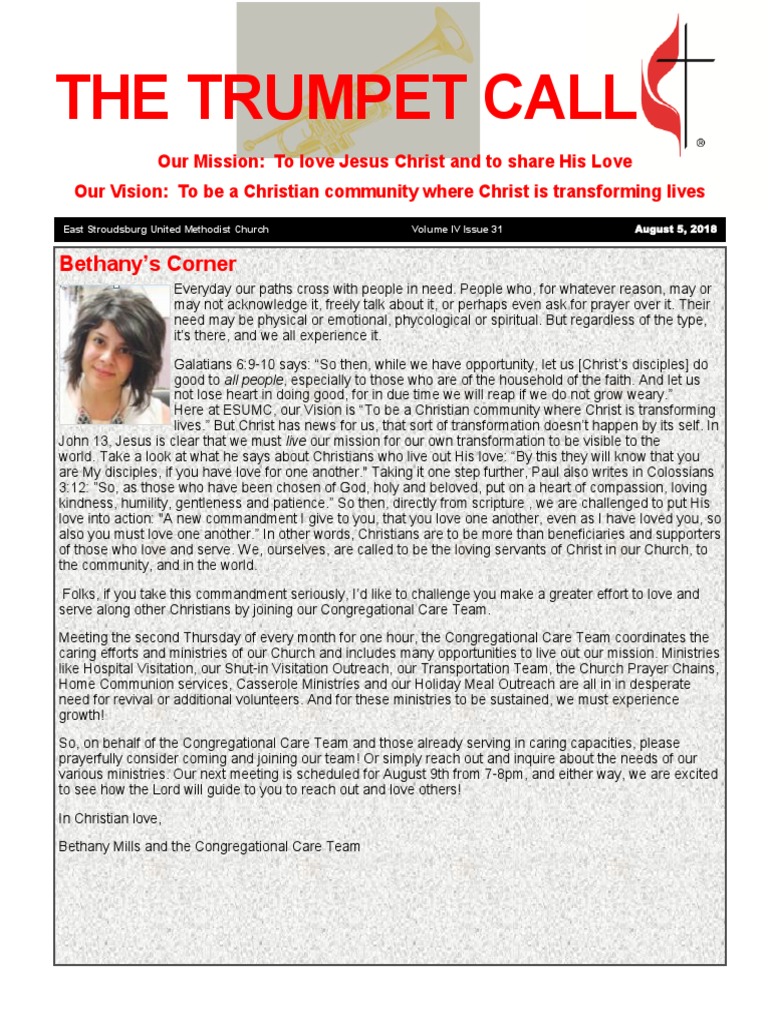 Trumpet Call 2018 August 5 FINAL | PDF | Methodism | Jesus