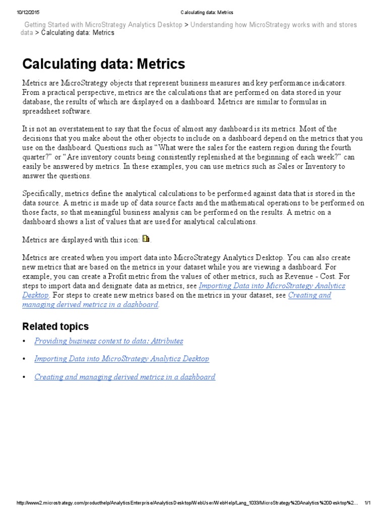 Calculating Data - Metrics | PDF