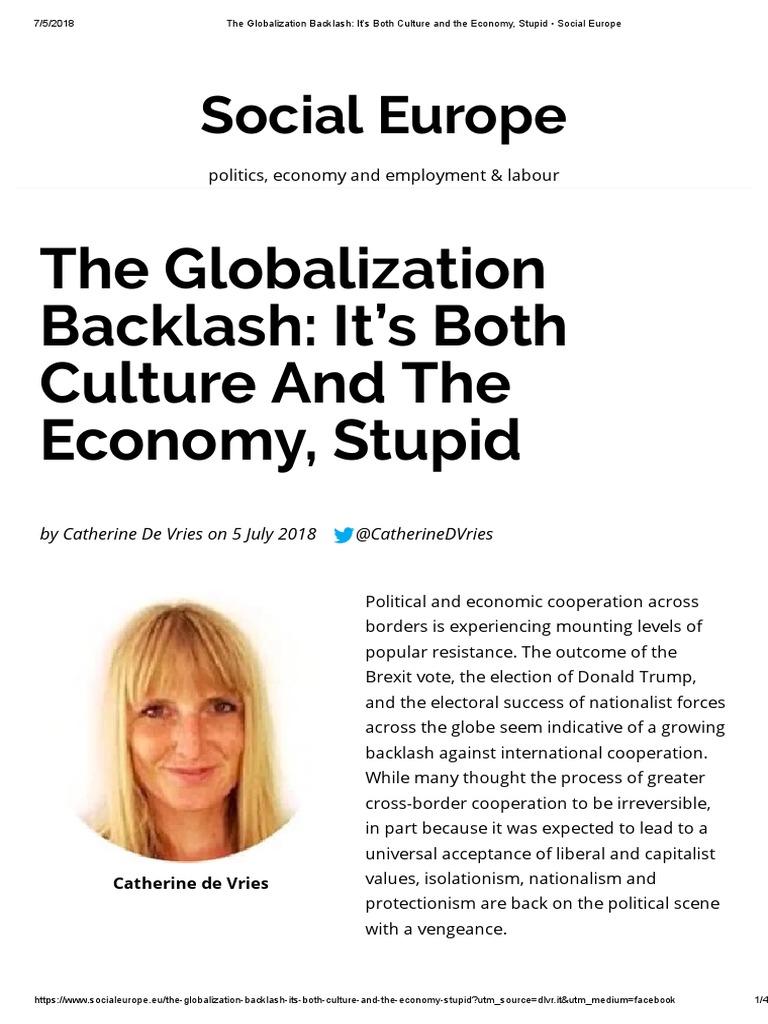 The Globalization Backlash - It's Both Culture and The Economy, Stupid ...