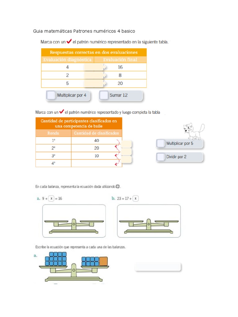 Guia Matematicas Patrones Numericos 4 Basico