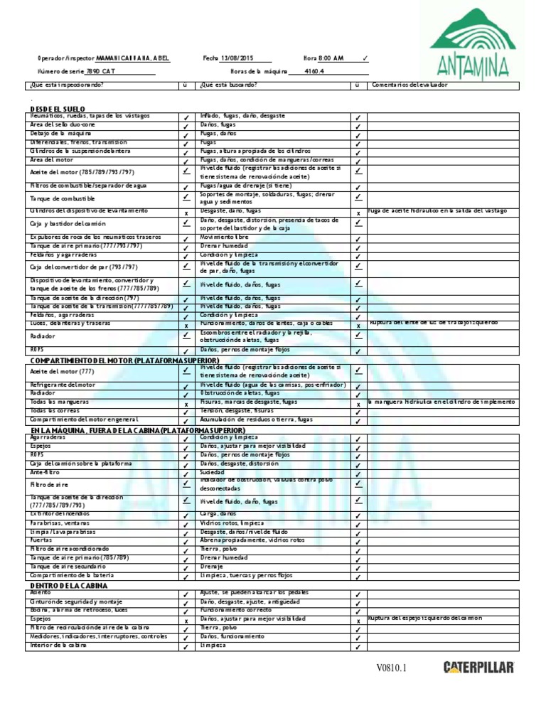 Material Checklist Camiones Mineros 777 797 Caterpillar 170416042756 ...